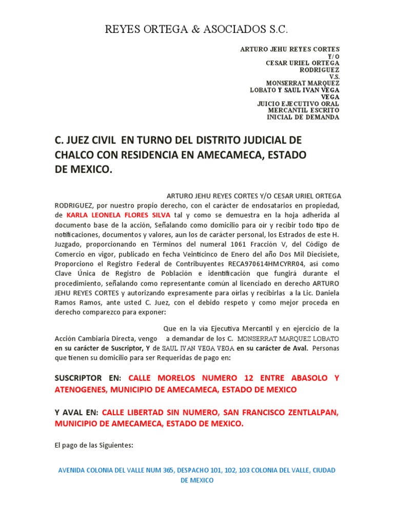 Demanda Corregida | PDF | México | Justicia