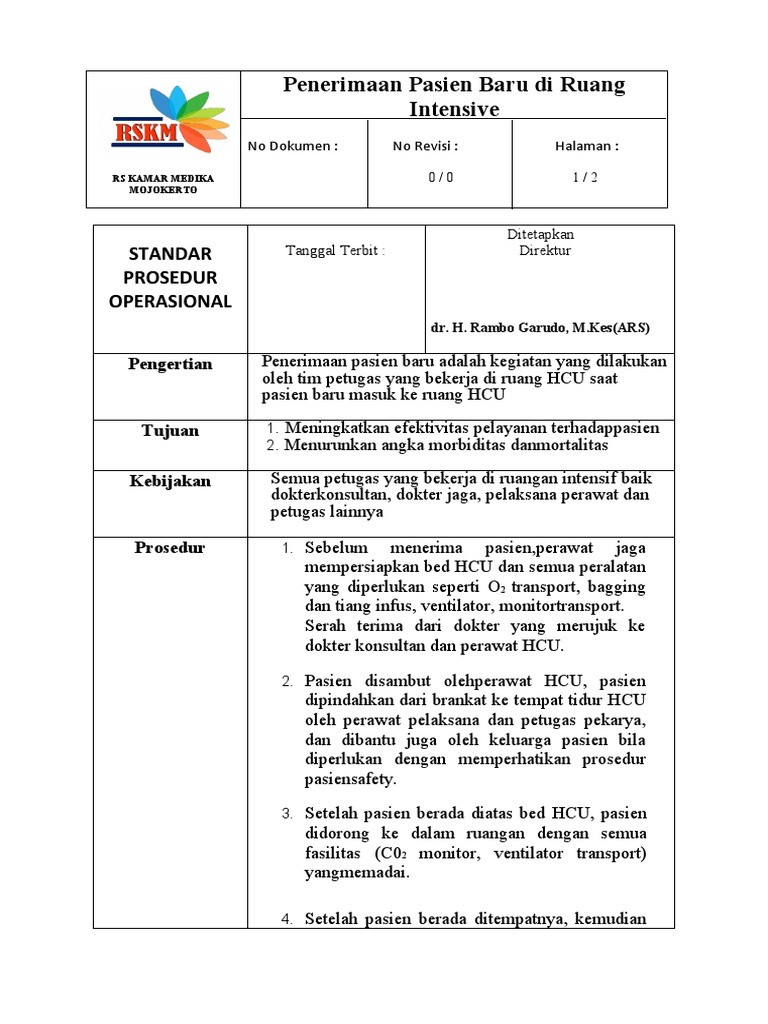 Sop Ruang Intensive | PDF