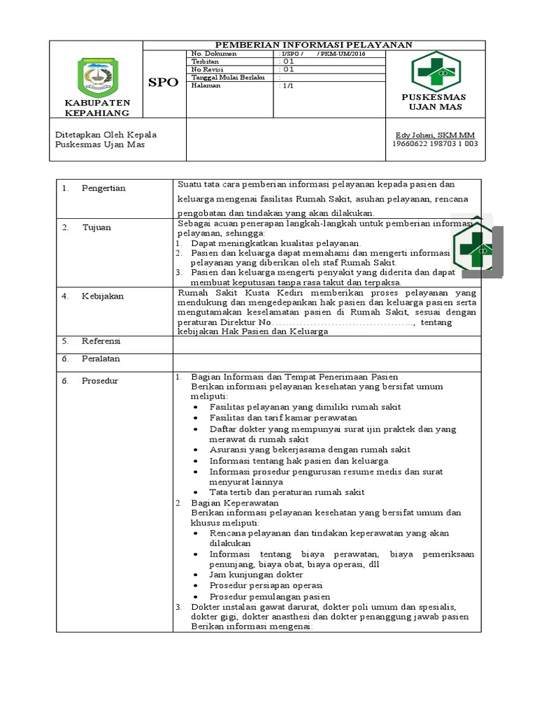 Panduan Informasi Pelayanan Puskesmas | PDF