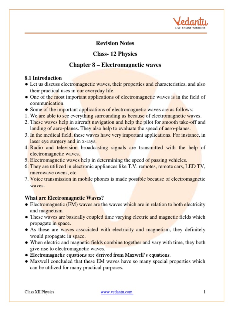 Understanding Electromagnetic Waves: A Revision of Key Concepts ...