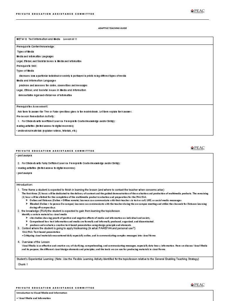 Adaptive Teaching Guide Template | PDF | Information | Learning