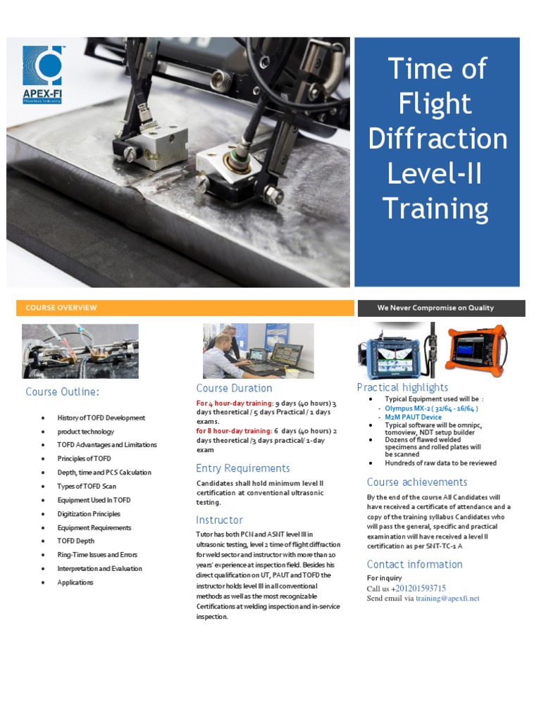 TOFD Training Brochure | PDF | Nondestructive Testing