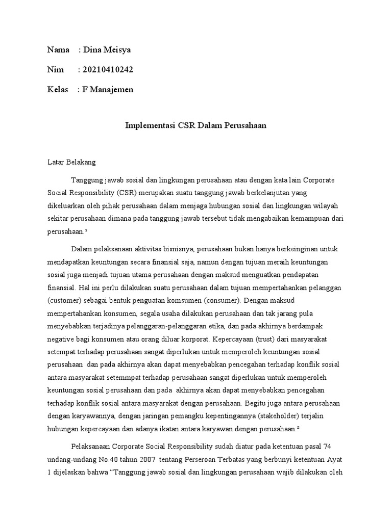 Implementasi CSR Pada Perusahaan | PDF