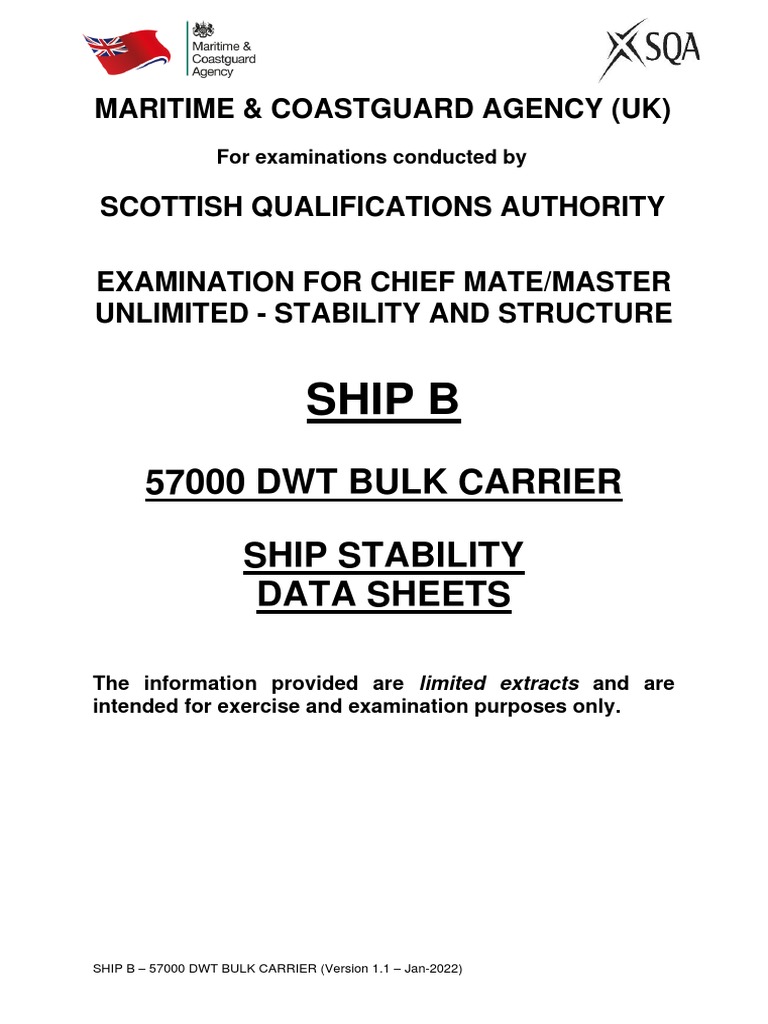 SHIP B - Data-Booklet-MCA-SQA-Chief-Mate-Stability-Book-B-V1.2-January-2022 | PDF | Water ...