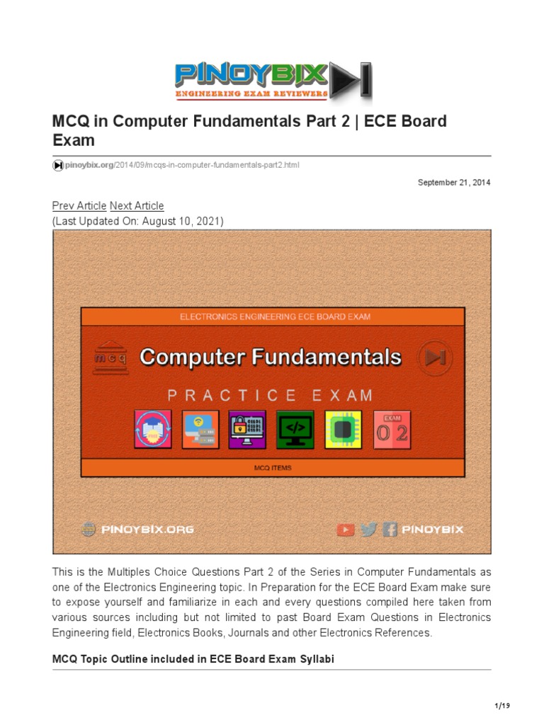 MCQ in Computer Fundamentals Part 2 ECE Board Exam | PDF | Logic Gate ...