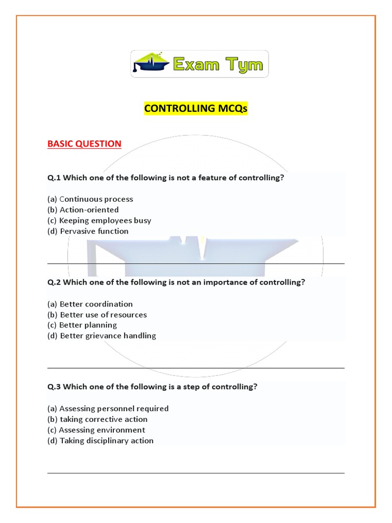 Controlling MCQS: Basic Question | PDF | Measurement | Reason
