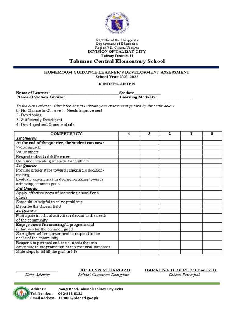 DEPED Homeroom Guidance F137 | PDF | Learning | Decision Making