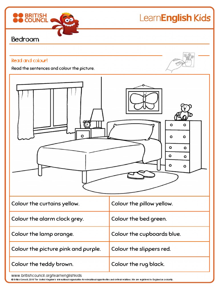 Bedroom: Read and Colour! | PDF | Home & Garden