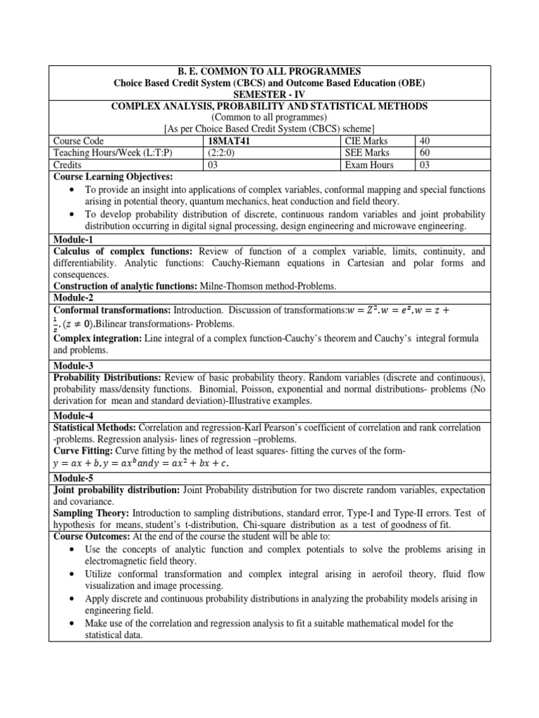 VTU S4 Syllabus | PDF | Partial Differential Equation | Computer Network VTU S4 Syllabus | PDF | Partial Differential Equation | Computer Network