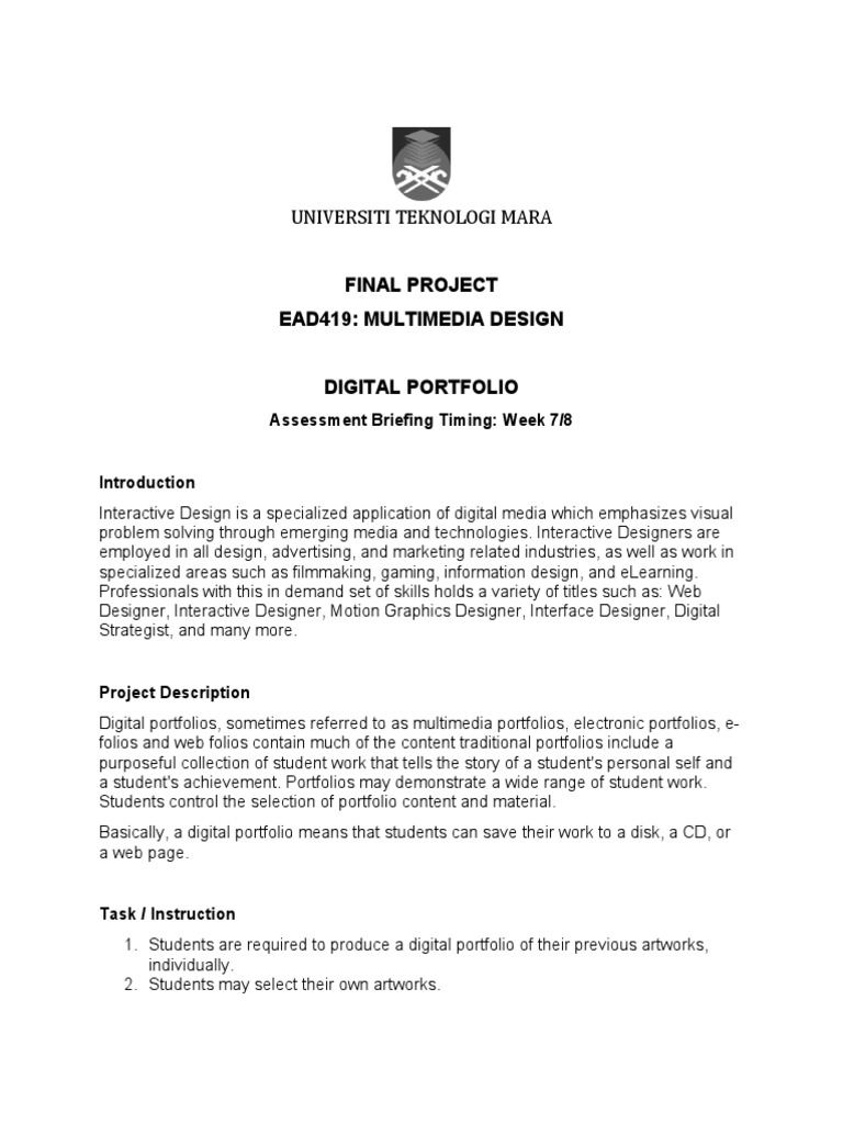 Final Project BRIEF | PDF | Multimedia | World Wide Web