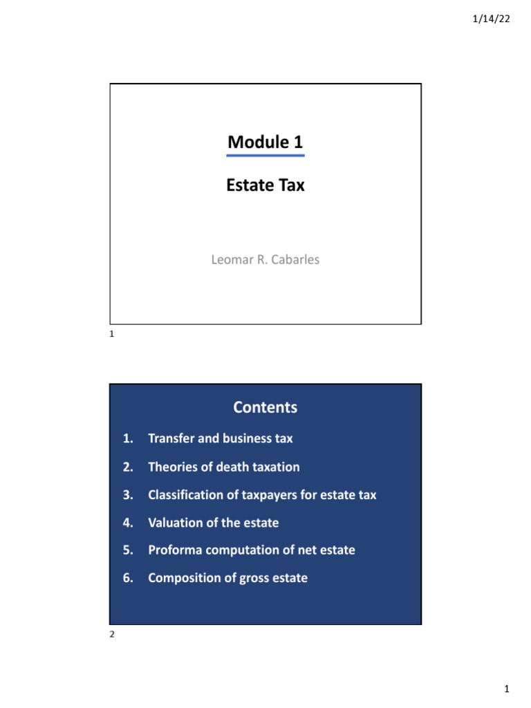 Module 1 Estate Tax | Download Free PDF | Estate Tax In The United ...