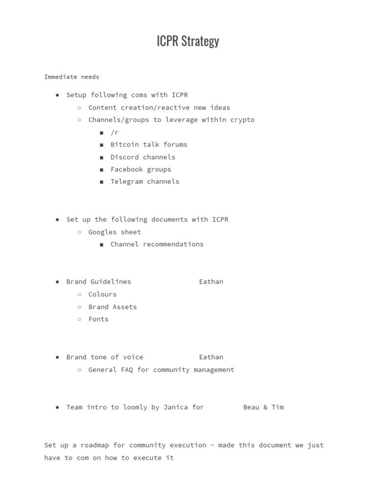 ICPR Strategy Dump | PDF | Cryptocurrency | Internet Forum
