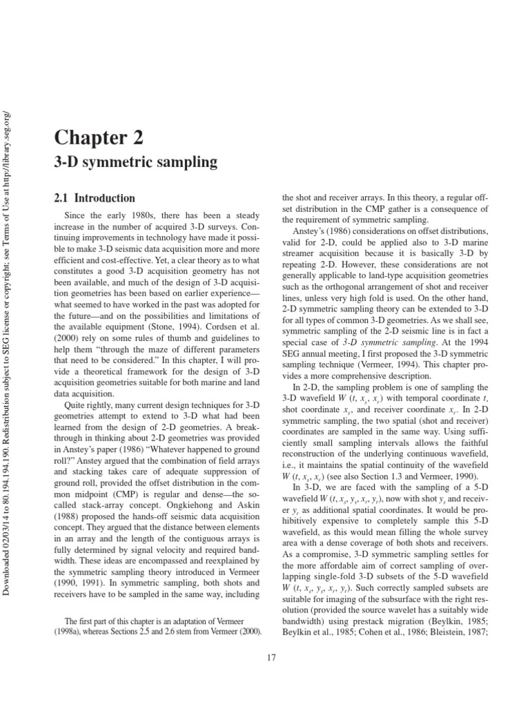 3-D Symmetric Sampling | PDF | Reflection Seismology | Sampling ...