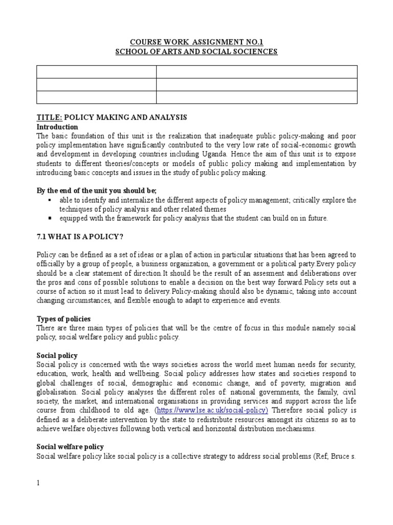 Assignment Policy Making & Analysis | PDF | Policy | Cost–Benefit Analysis