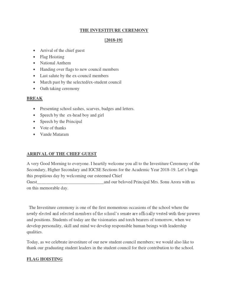 Investiture Ceremony Sample | PDF