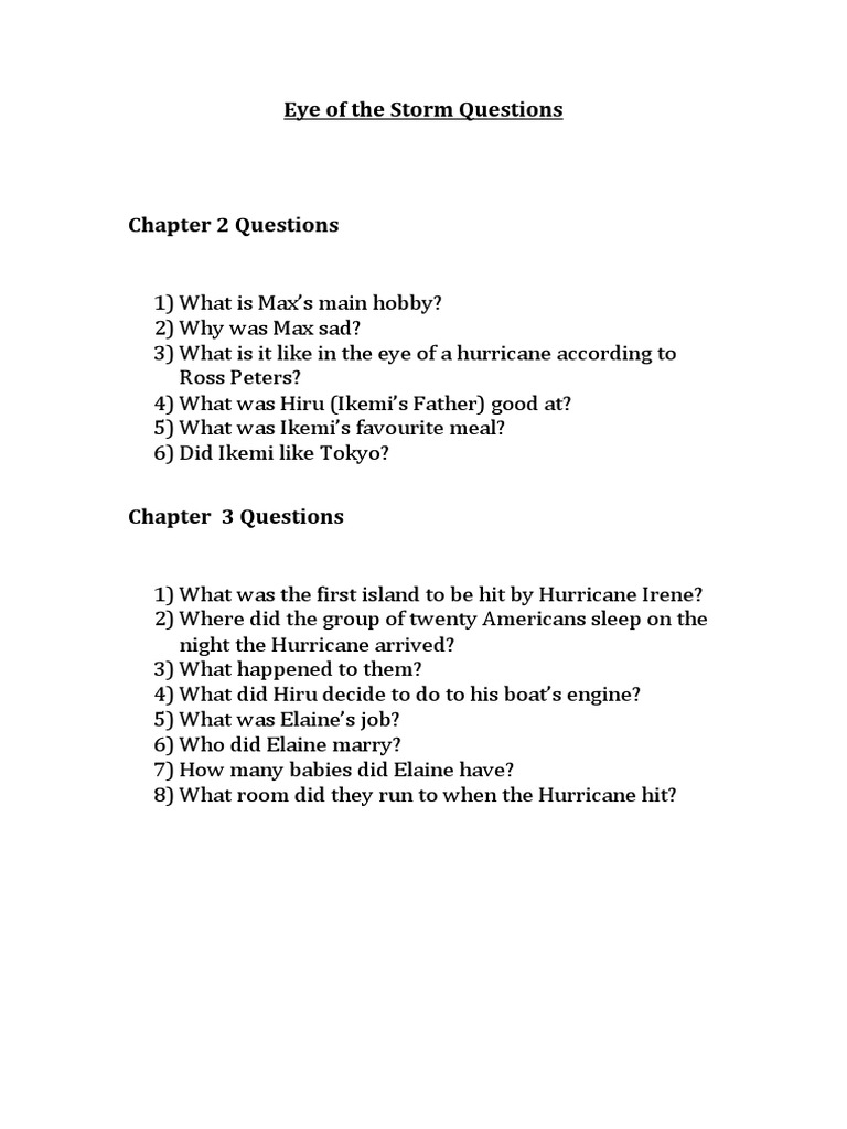 Eye of The Storm Questions | PDF