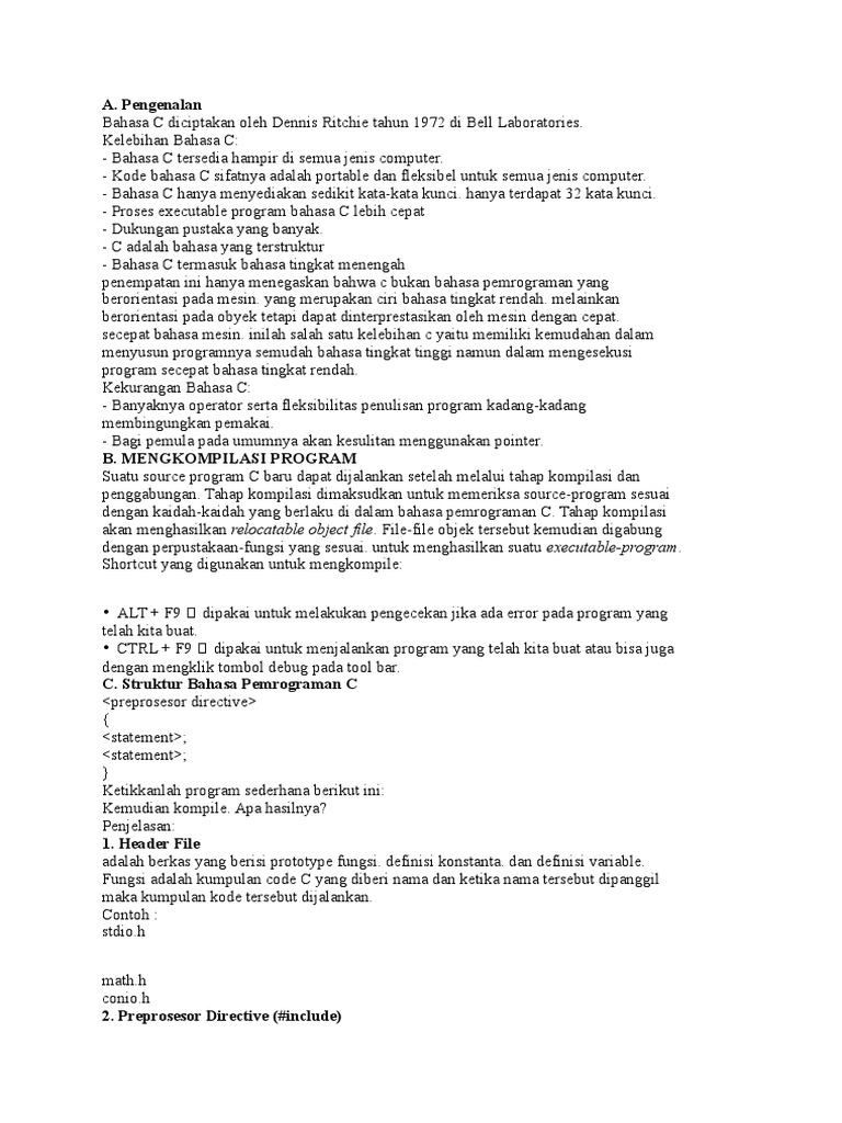 Materi Bahasa C | PDF