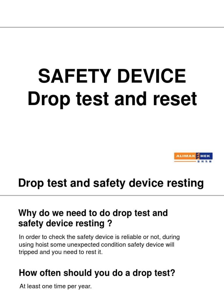 02 Safety Device - Drop Test and Reset | PDF | Screw | Components