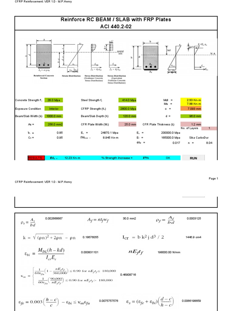 Reinforce RC BEAM / SLAB With FRP Plates ACI 440.2-02: MDL 2.93 KN-M Ms ...