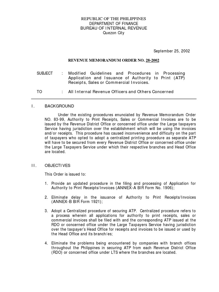 Modified Guidelines for Centralized ATP Issuance | PDF | Receipt | Invoice