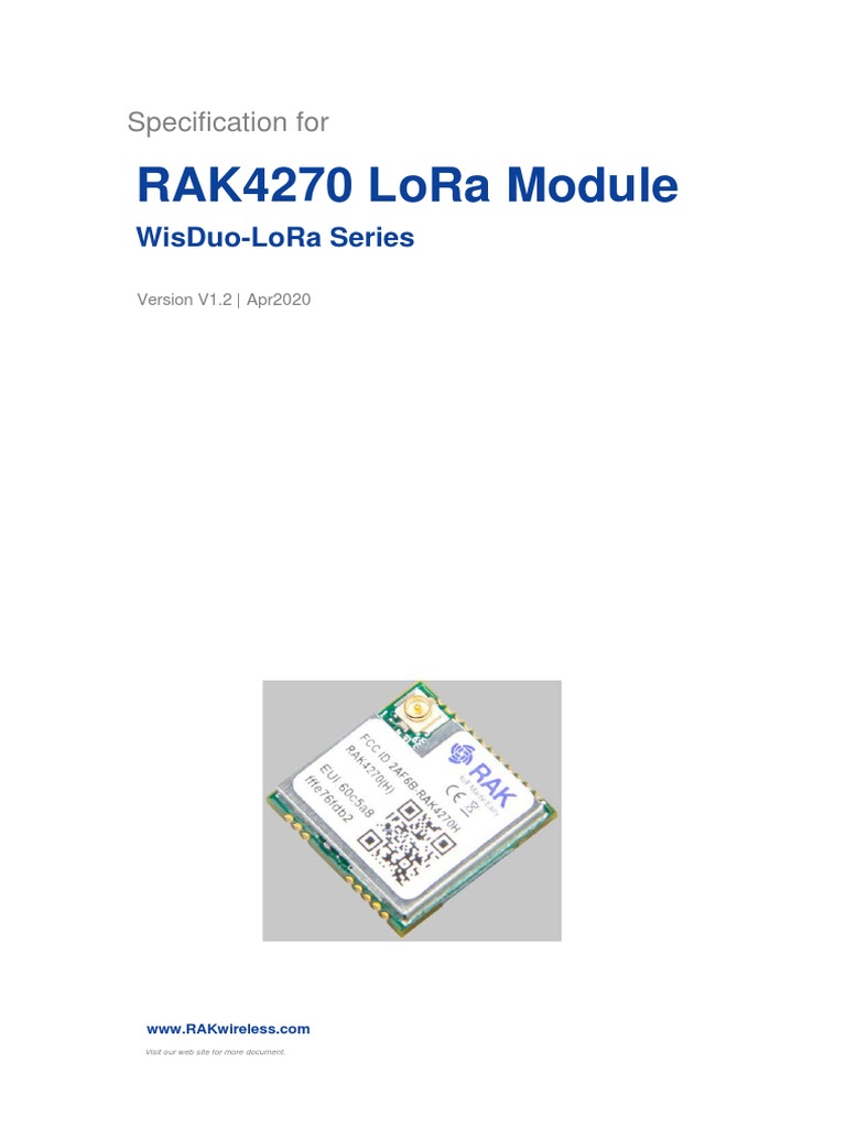 Rak4270 Lora Module: Specification For | PDF | Computer Engineering | Information And ...
