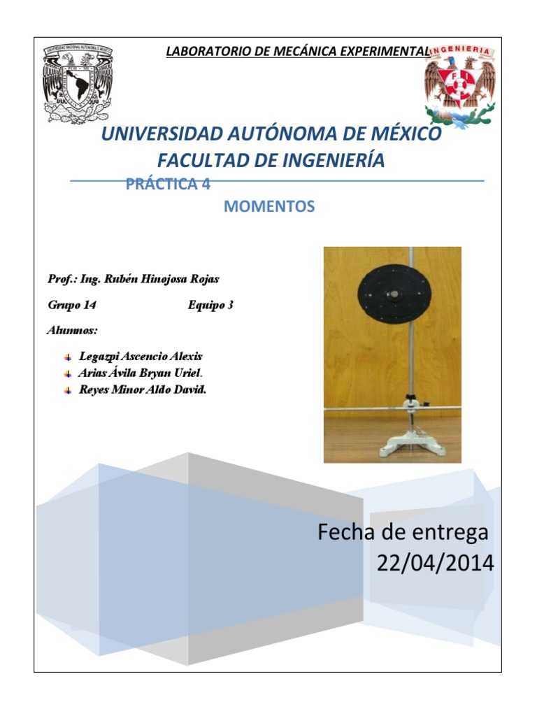 Dokumen - Tips Practica 4 Estatica Unam Fi Momentos | PDF | Fuerza | Rotación