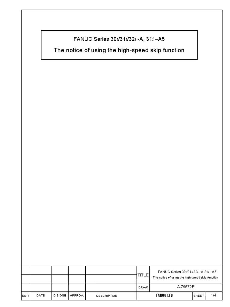 The Notice of Using The High-Speed Skip Function: FANUC Series 30 | PDF ...