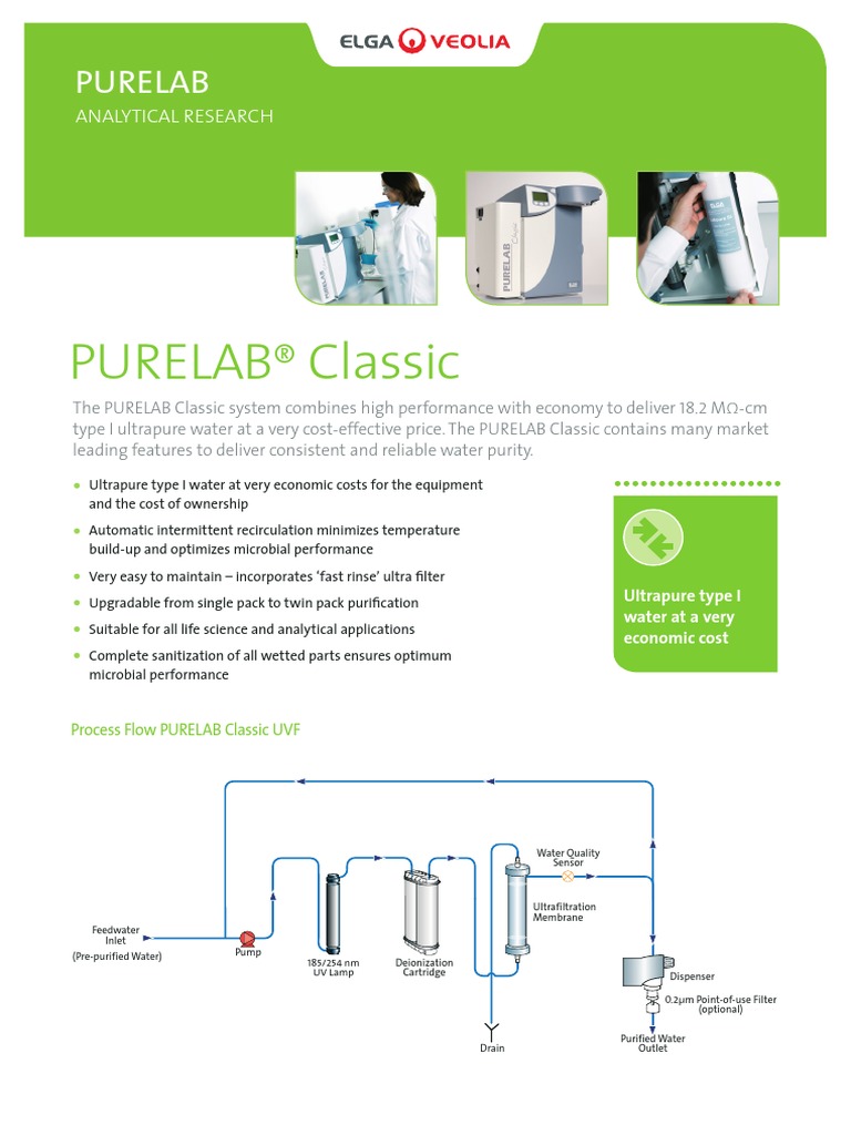 PURELAB Classic Spec Sheet LITR38748-05 | PDF | Purified Water | Water ...