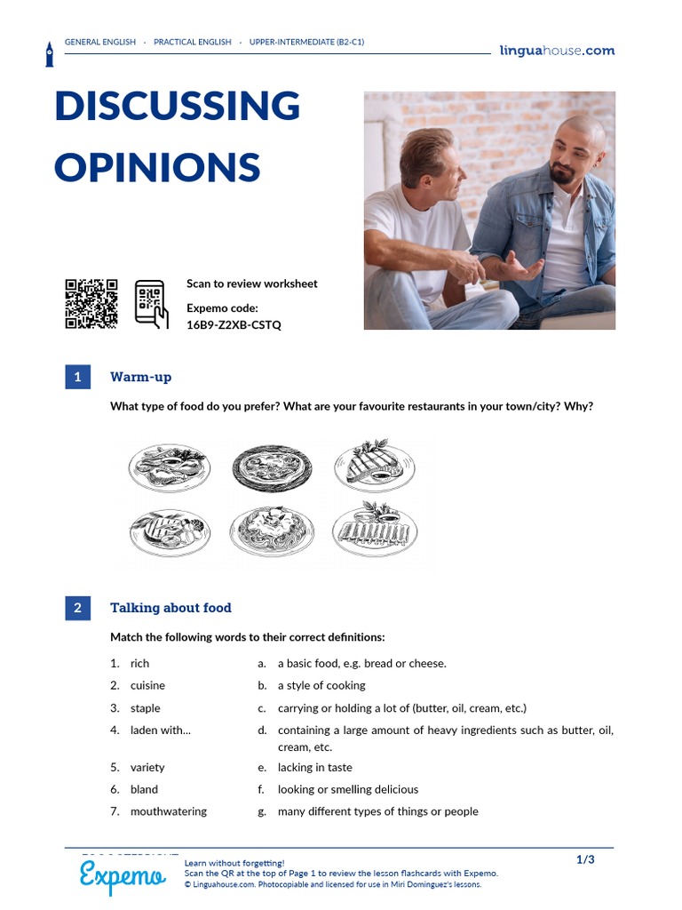 ST Discussing Opinions British English Student Ver2 | PDF | Foods | Cognition