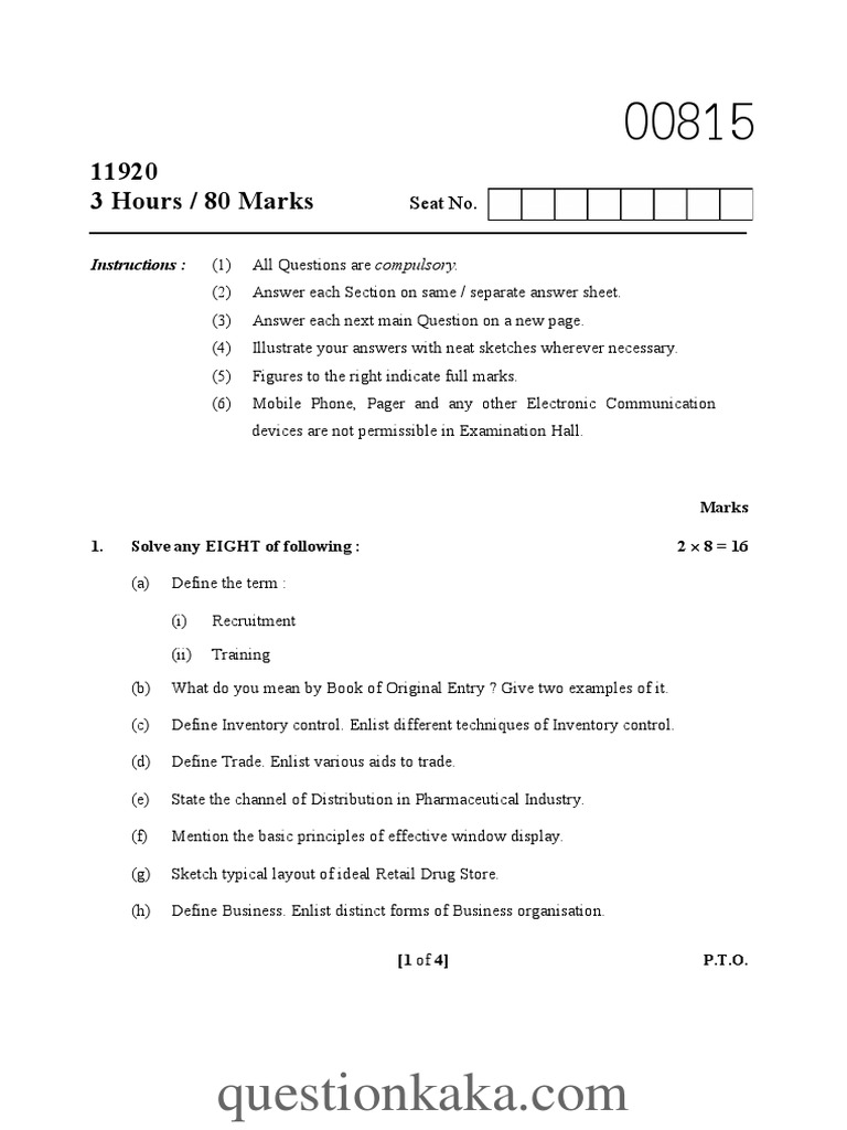 Exam Guide for Pharmacy Management | PDF | Stocks | Banks