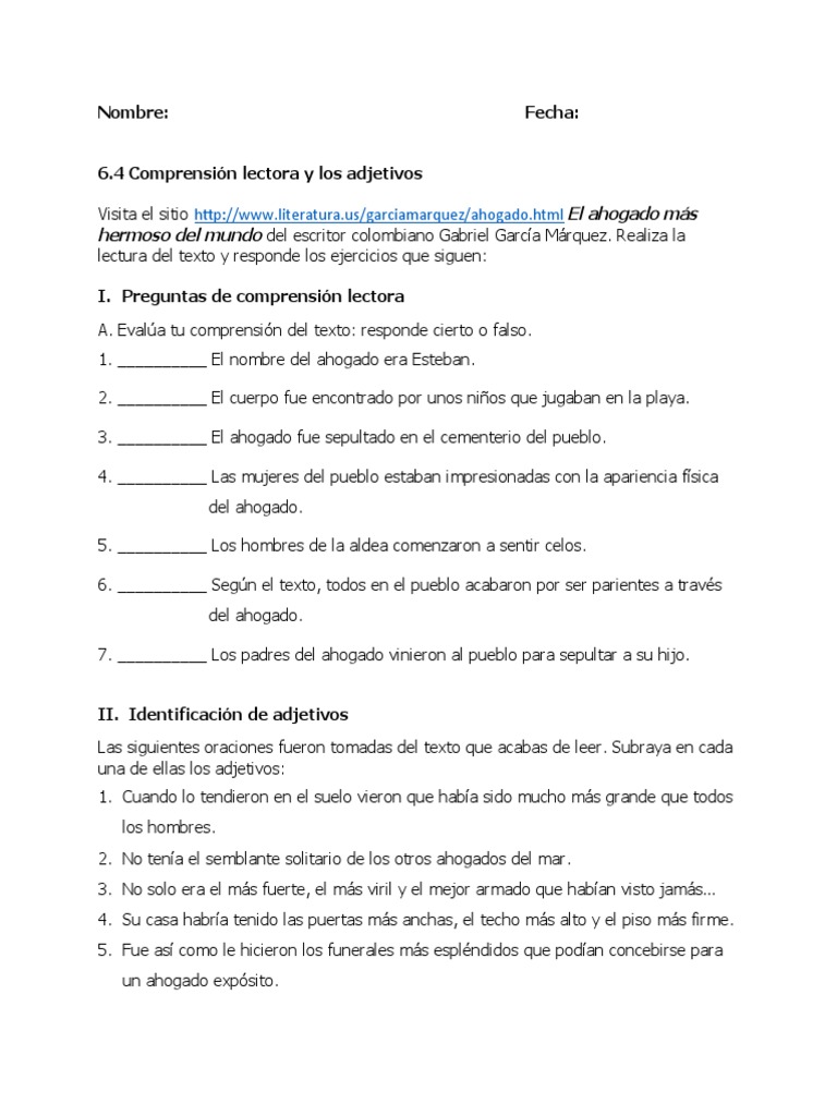 El Ahogado Más Hermoso Del Mundo | PDF