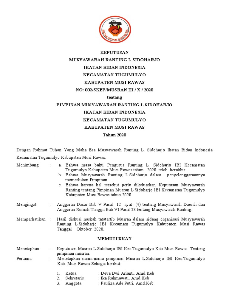 SK 002 (Pimpinan Muscab) | PDF