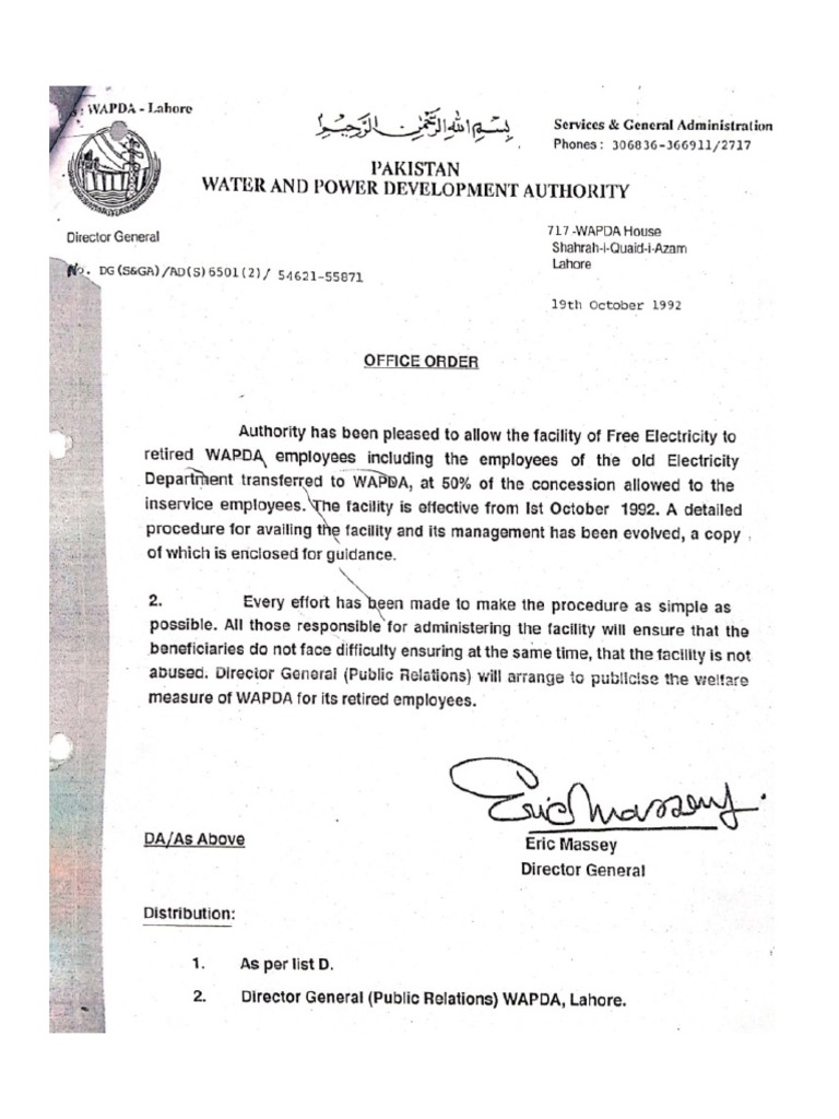 WAPDA Employee Free Supply Rules-1 | PDF