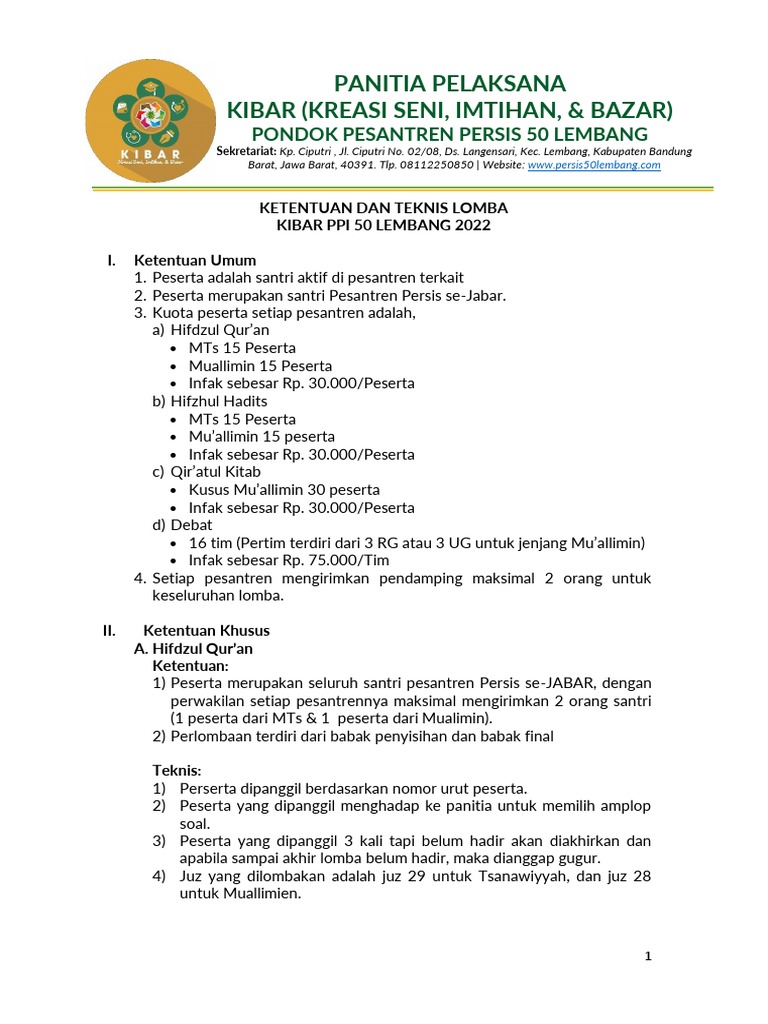 Ketentuan & Teknis Lomba | PDF