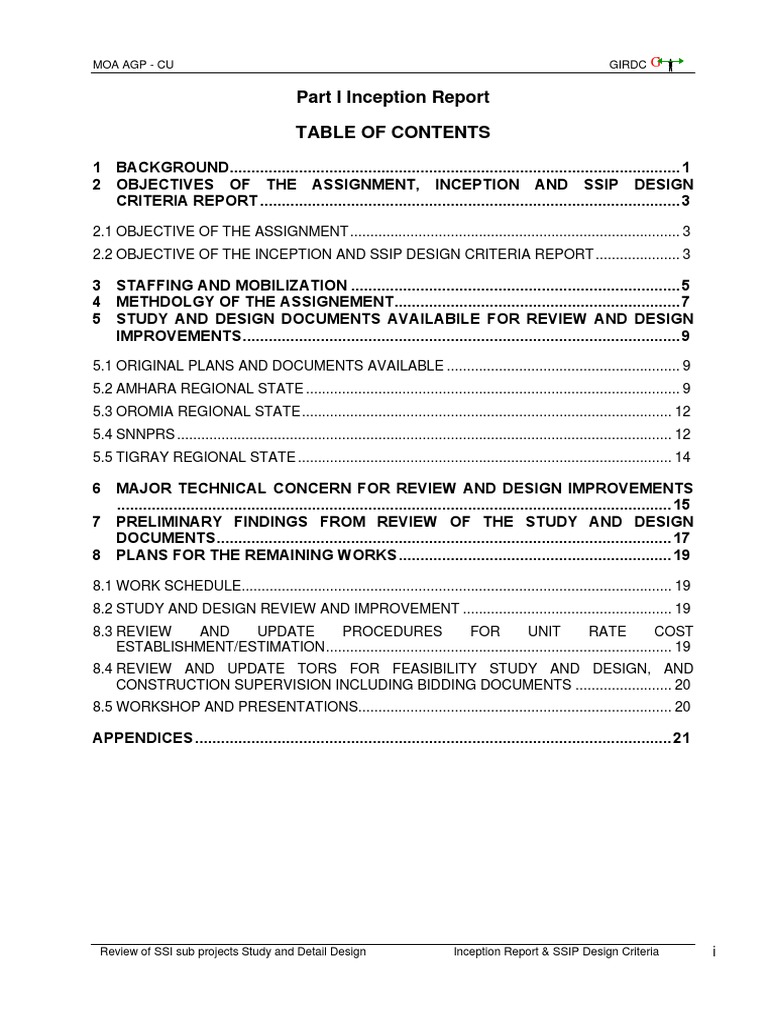 Inception Report For AGP Supported SSIP Part 1 | PDF | Flood | Water ...