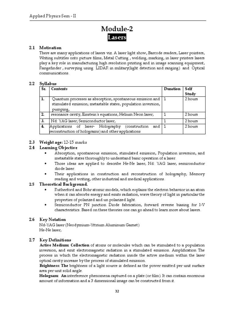 AP 2 Module 2 | PDF | Laser | Holography
