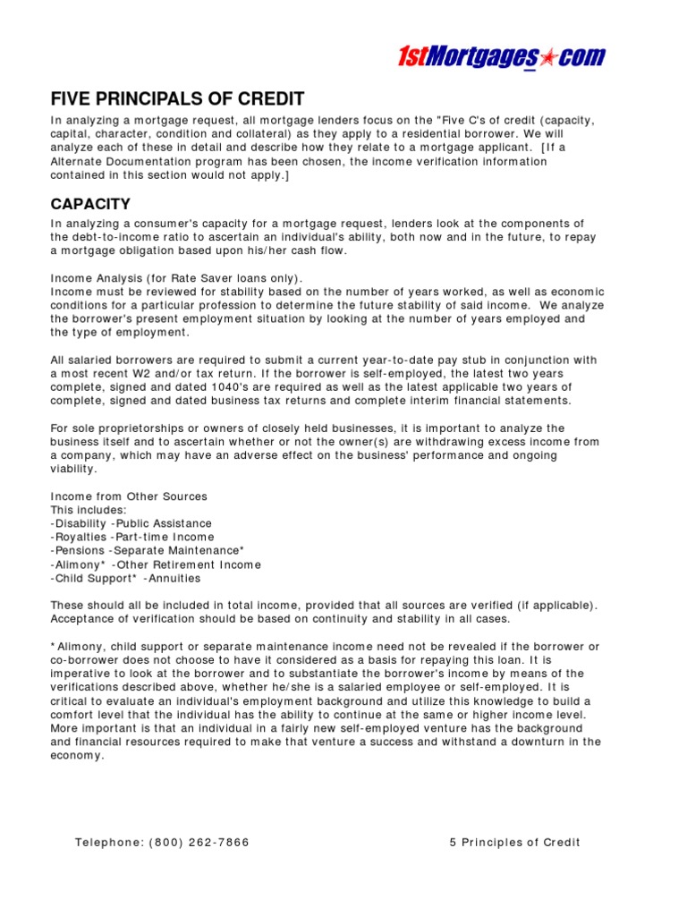 5 Principals of Credit | PDF | Credit | Finance & Money Management