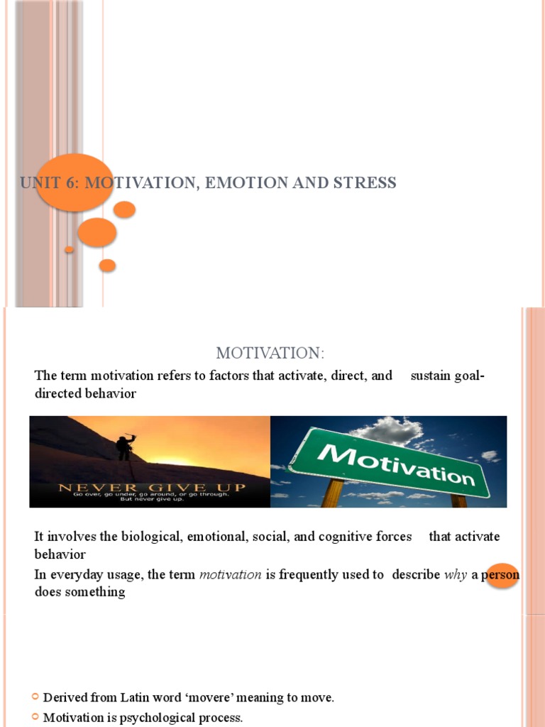 Unit 6: Motivation, Emotion and Stress | PDF | Emotions | Stress (Biology)