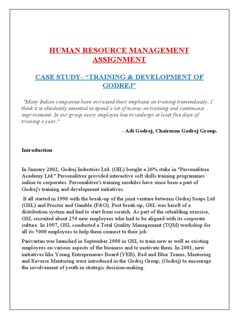HRM Case Study Godrej | PDF | General Electric | Human Resource Management