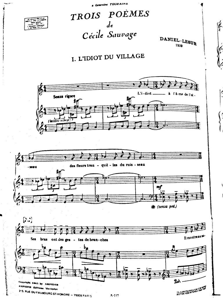 Trois Poèmes de Cécile Sauvage - Daniel-Lesur | PDF