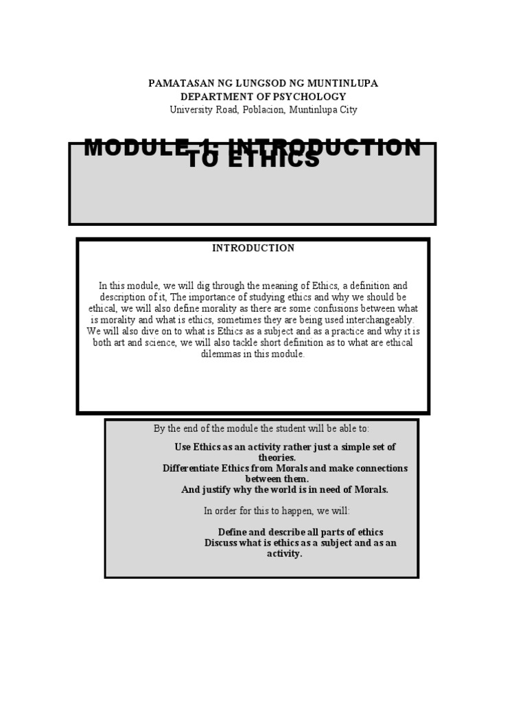 Mariah Knowelle Jose - Ethics Module 1 | PDF | Morality | Thought