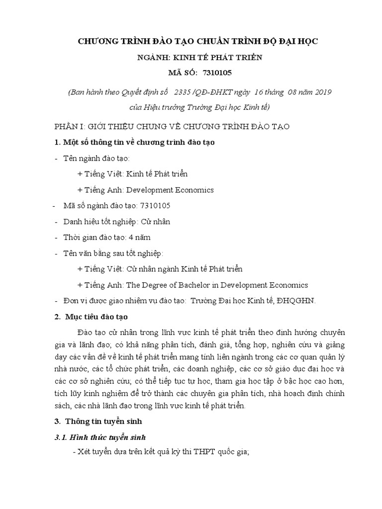 Khung CTDT KTPT | PDF