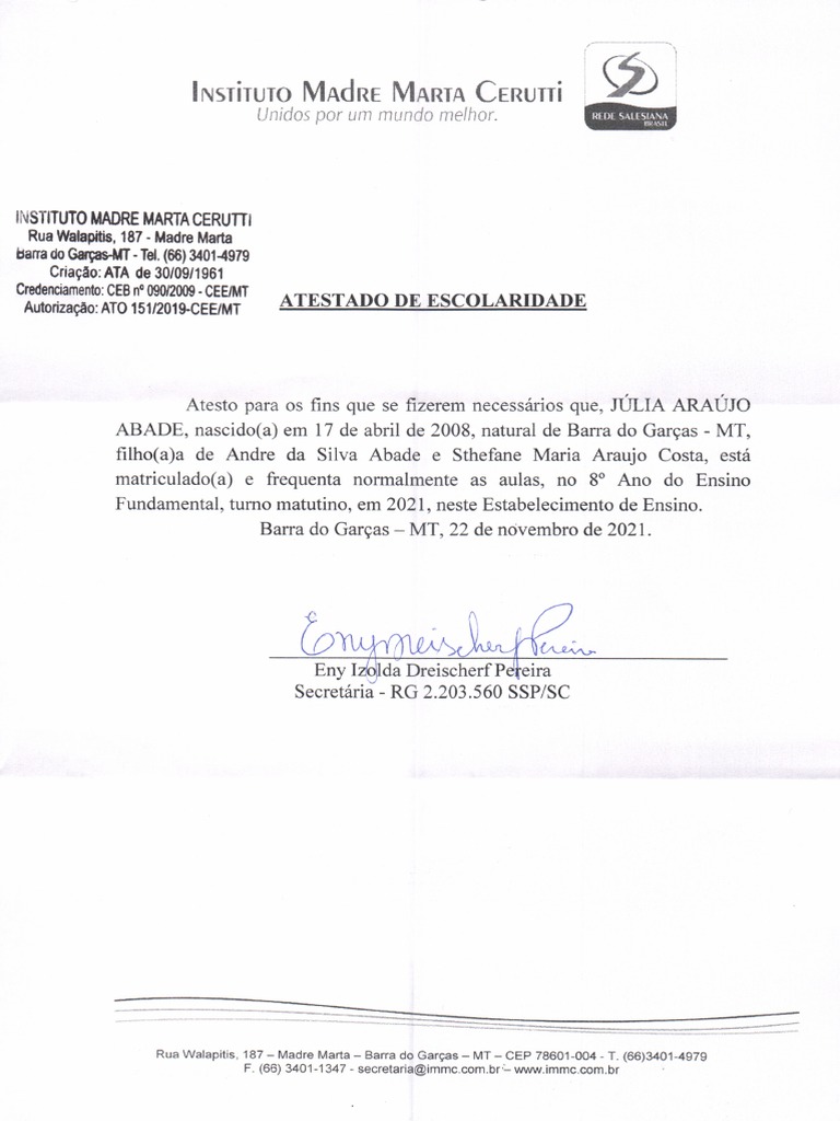 Atestado de Escolaridade | PDF