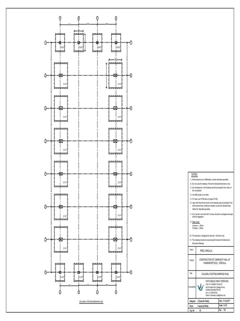 Column & Footing Marking Plan | PDF | Design | Economic Sectors