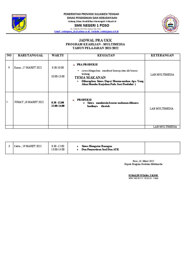 Jadwal Pra Ukk 2022 Okk | PDF