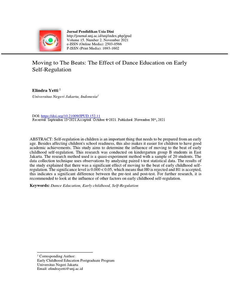 Dance Education Boosts Self-Regulation | PDF | Emotional Self ...