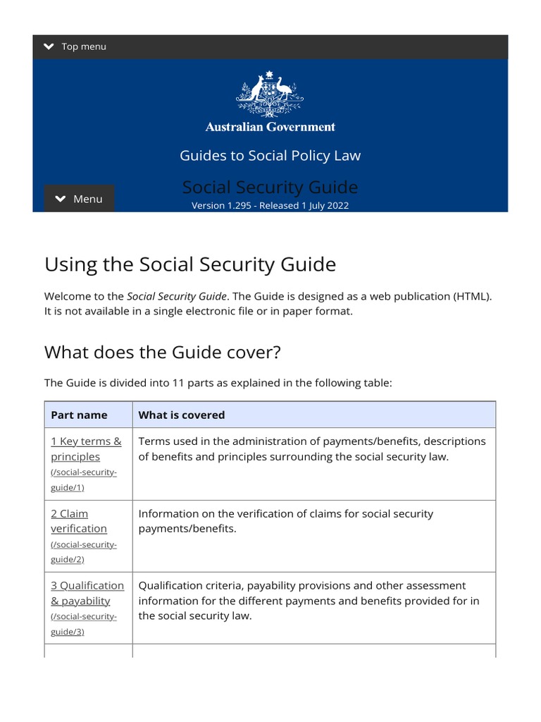 Using The Social Security Guide - Social Security Guide | PDF