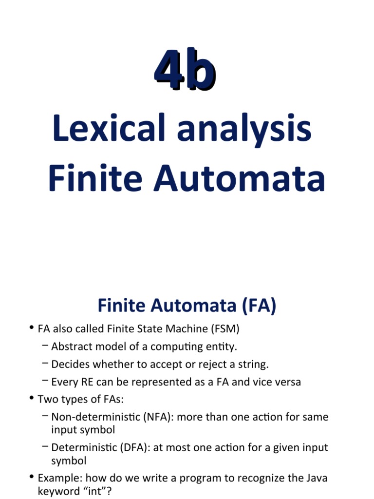 Lexical Analysis Finite Automata | PDF | Theoretical Computer Science | Computing