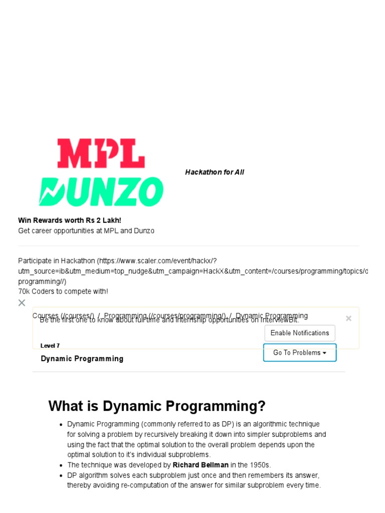 Dynamic Programming Practice Interview Questions InterviewBit | PDF | Dynamic Programming ...