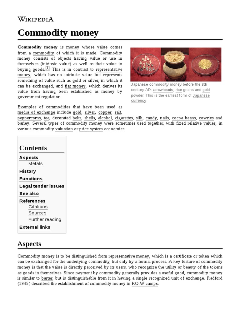 Commodity Money: A History of Exchange Through Tangible Assets | PDF ...